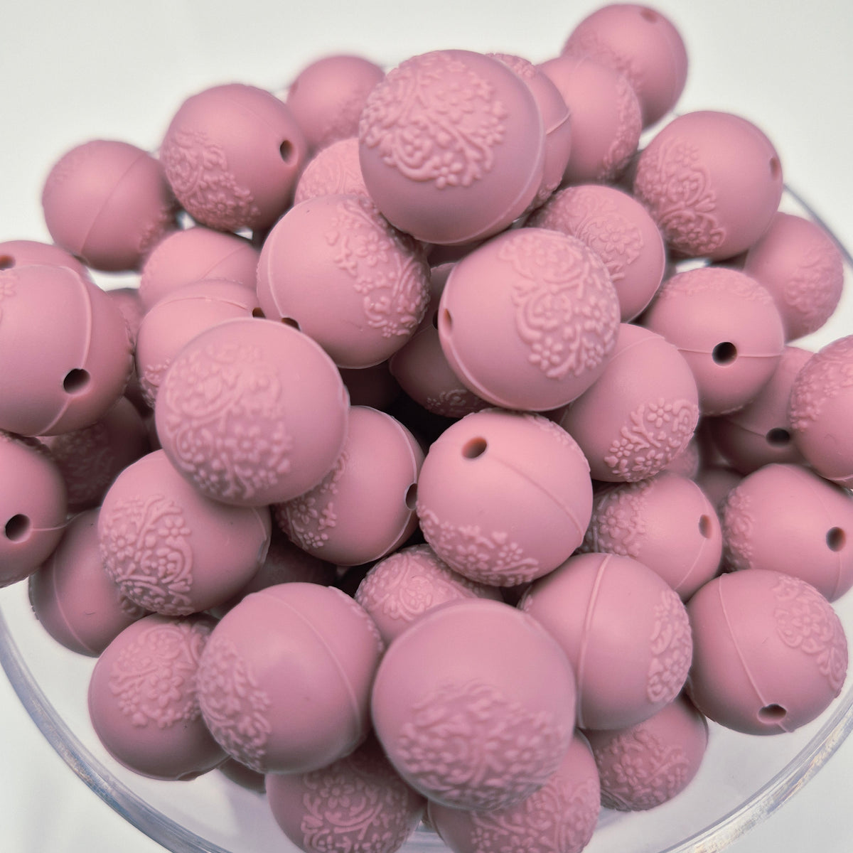 Dark Dusty Rose Embossed 15mm Solid Silicone Beads – Creative City Designs
